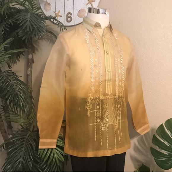 Shirts | Matt Gold Monochromatic Pina Cocoon Barong Tagalog With ...